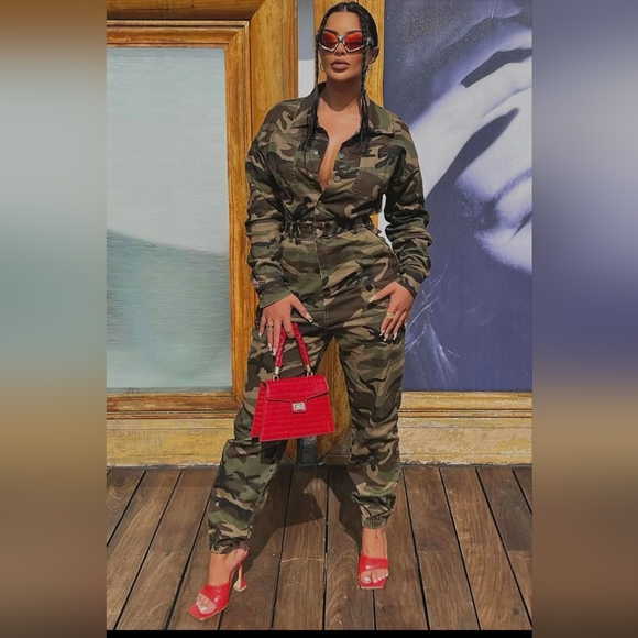 Daniela | Pants & Jumpsuits | Camouflage Denim Jumpsuit | Poshmark